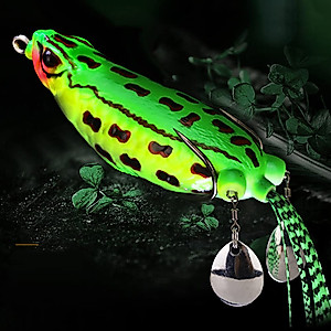 Topwater Frog Lures, Hollow Body Silicone Soft Frog Lure, Sequins Weedless Topwater Lures, Topwater Frog Crankbait Tackle No. 1 Color