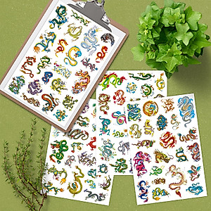 Ancient Dragon Stickers 455Counts Magical Fairy Cartoon Dragon Adhesive Sticker for Water Bottles Art Toys Crafts Kids Boys Toddlers Invitations Envelopes Party Gifts Bags Decor