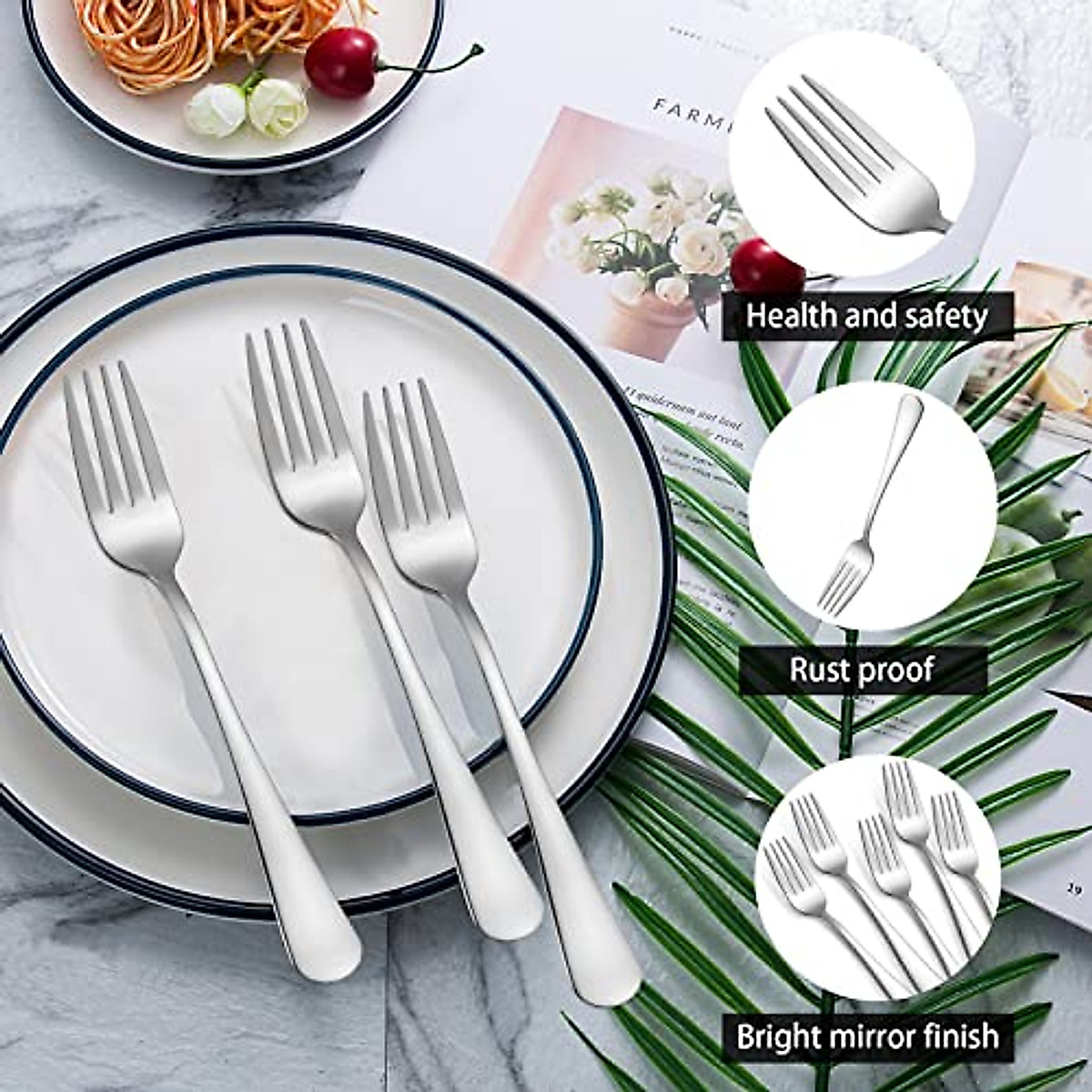 Cibeat Dinner Forks, 12 Pcs Forks, Premium Food Grade Stainless Steel Silverware Forks, Table Forks, Flatware Forks, Mirror Finish & Dishwasher Safe, Use for Home, Kitchen or Restaurant