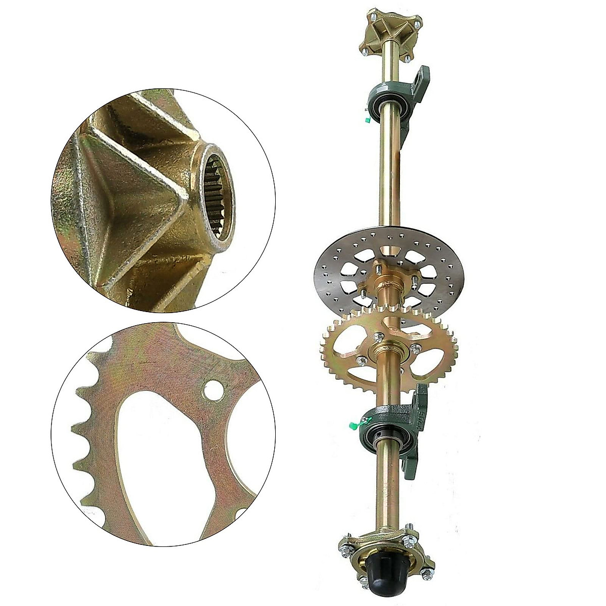 DNYSYSJ 44" ATV Quad Go Kart Rear Live Axle Kit, With Chain Sprocket Brake Disc Pillow Block Wheel Hub For Go-Karting, Golf Carts, Atvs And Four-Wheelers.