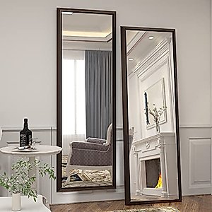 PILOCOS Upgraded 65 x 22 Inch Full Length Floor Mirror, Bronze Wall Mounted Full Body Mirror with Beveled Stereoscopic Aluminum Alloy Frame, Large Dressing Mirror for Living Room/Entryway/Bedroom
