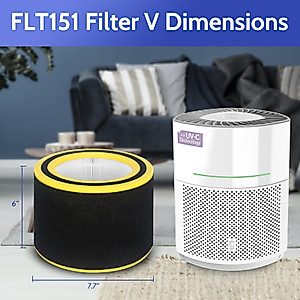 XBGG FLT151 Replacement Filter V HEPA Compatible with AC3000W AC3000B AP3151W and AC151 Air Purifier Airsafe Series, AC3000W True HEPA Filter V Replacement FLT151, 2 HEPA + 4 Pre-Filter