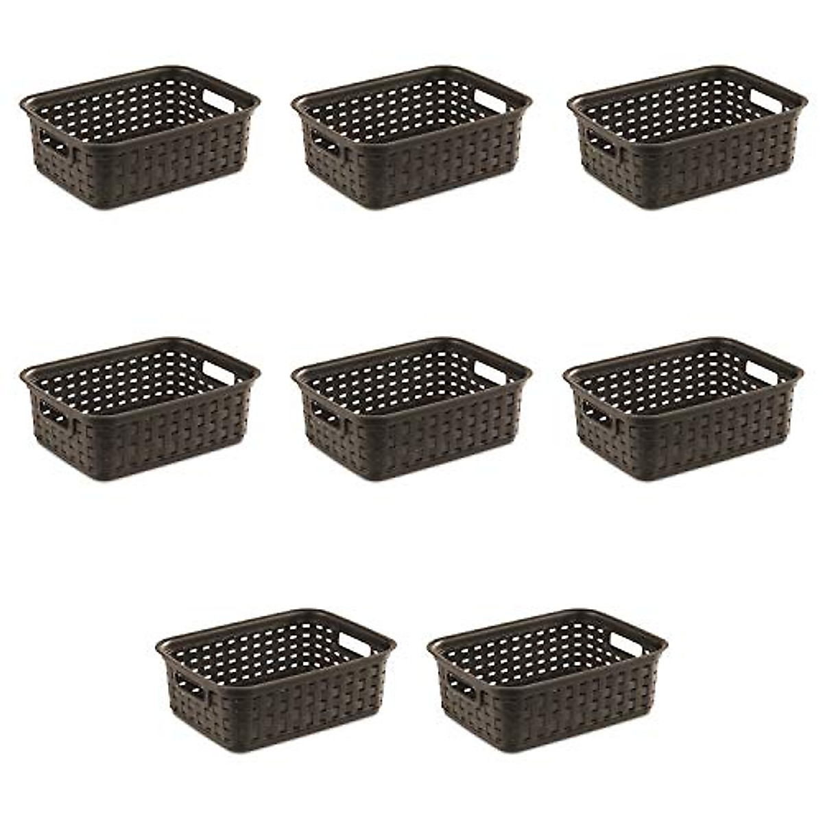 Sterilite Small Weave Baskets, Bins, Crates, 8 Pack, Espresso