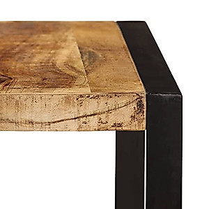 YPWRENH Rectangular Wooden End Table Dining Table Solid Rough Mango Wood 70.9" for Dining Room, Kitchen or Living Room