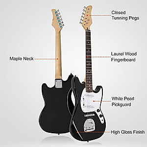Ktaxon 39 Inch Full Size Electric Guitar 6 String Electric Guitar Kit with Portable Electric Guitar Bag, Adjustable Strap, Connecting Wire, Spanner Tool, Plectrum and Tremolo Bar(Black)