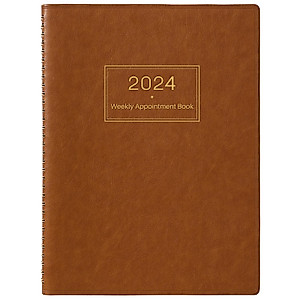 2024 Weekly Appointment Book & Planner - Large 2024 Daily Hourly Planner, January 2024 - December 2024, 8.5" x 11", 2024 Appointment Book with 15-Minute Interval + Thick Paper + Pocket - Brown