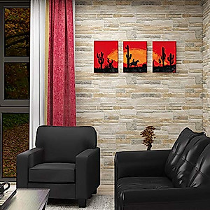 SUMGAR Red Wall Art Western Wall Decor Prints for Bedroom Bathroom, Cowboy Desert Cactus Sunset Pictures Southwest Canvas Paintings for office living room,12x16 inch