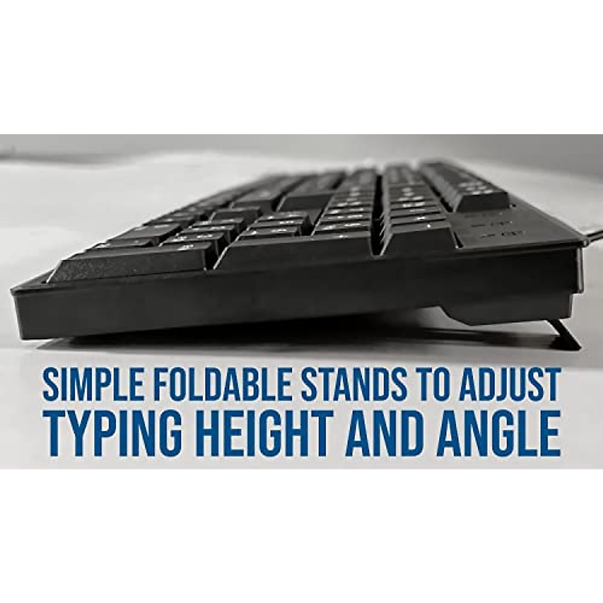 Manhattan Wired Computer Keyboard – Basic Black Keyboard - with 4.5ft USB-A Cable, 104-keys, Foldable Stands - Compatible for Windows, PC, Laptop - 3 Yr Mfg Warranty – 179324