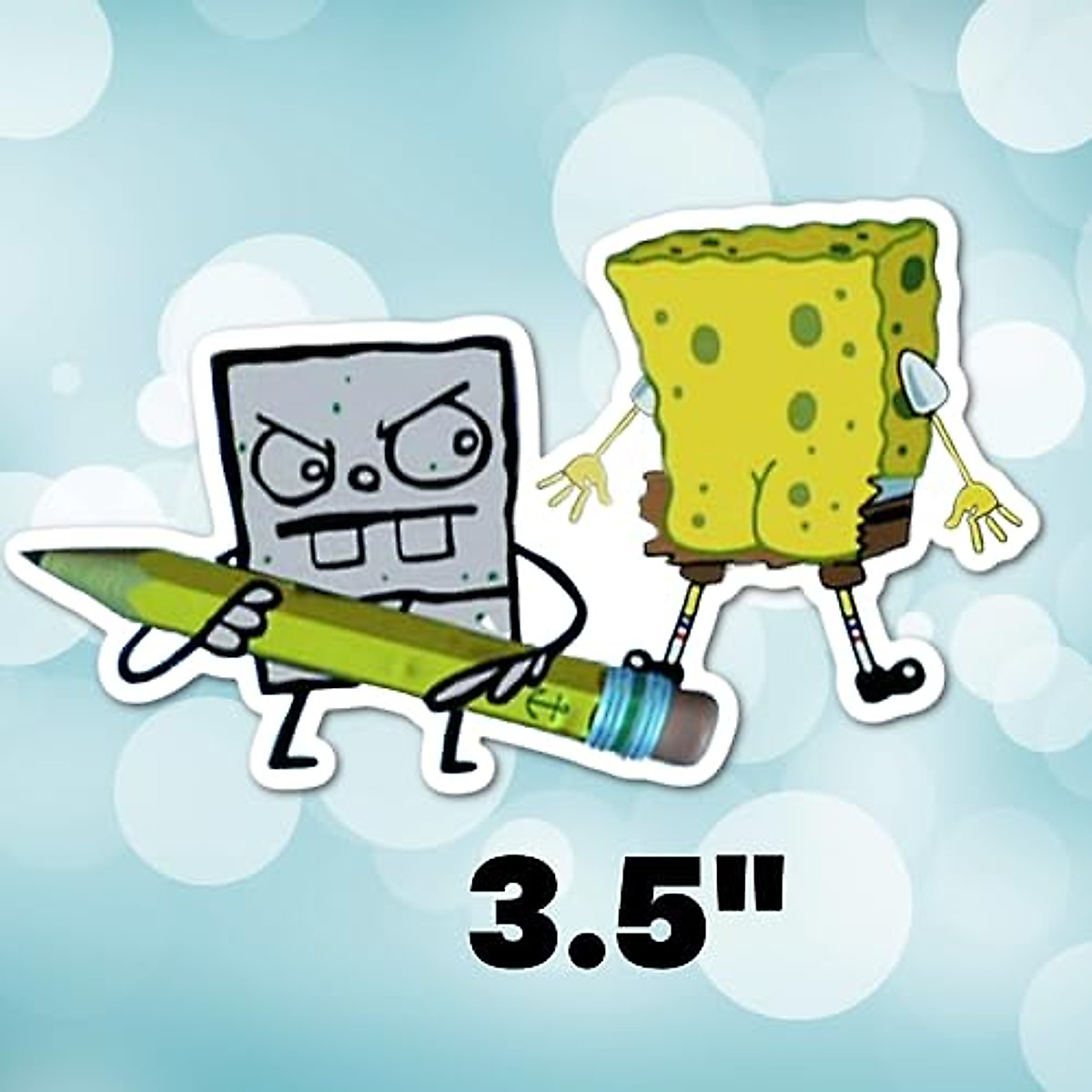 3.5" Doodlebob Funny Spongebob Laminated Sticker Laptop Sticker classic retro nostalgic cartoons gift perfect for tablet pc tumbler phone mug kindle and more