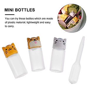 DOITOOL 3Pcs Mini Sauce Squeeze Bottles for Lunch Box, Cute Cat Dog Shaped Mini Ketchup Bottle Mini Condiment Bottle Sauce Bottles Lunch Box Dressing Dispensers for Kids Adults Bento Box with Dropper