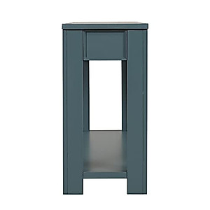 INMOZATA Rustic 4-Drawer Console Sofa Table with Storage Shelf, 63 inch Long Entry Side Table Wooden Entryway Hallway Foyer Living Room Sofa Table,Blue