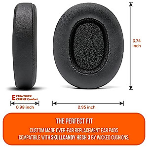 WC Wicked Cushions Extra Thick Earpads for Skullcandy Crusher/Evo/Hesh 3 Headphones & More | Improved Durability & Thickness for Improved Comfort and Noise Isolation | Black