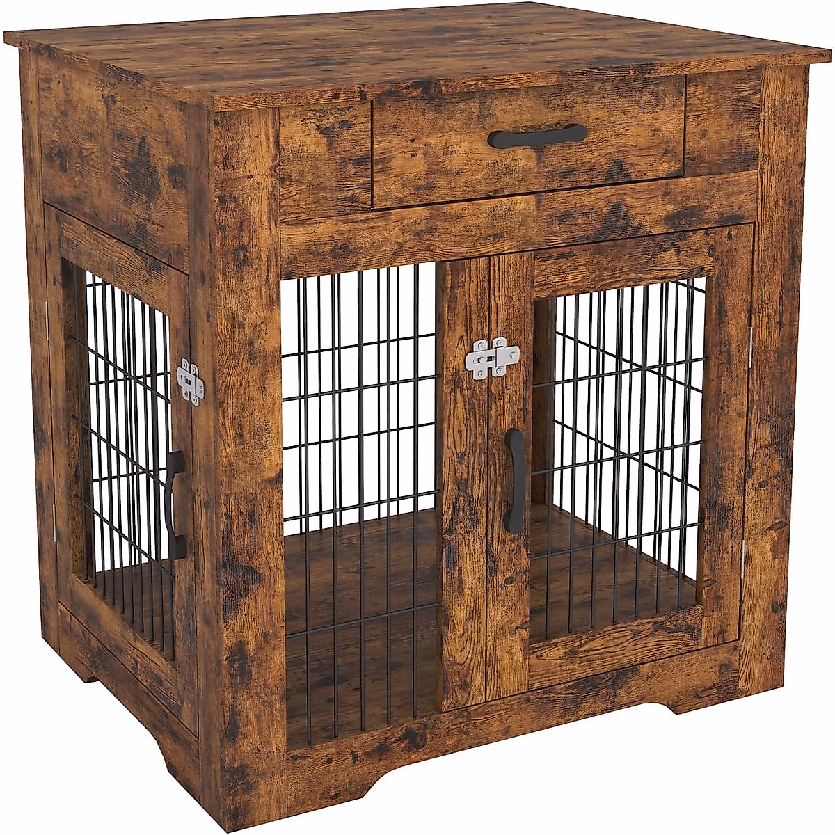 Rovibek Waterproof Dog Crate Furniture with Storage, Brown, Heavy Duty Metal Mesh and Wooden Countertop
