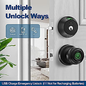 GeekTale Fingerprint Door Lock Set, Keyless Entry Door Lock with Smart Knob, Fingerprint Door Knob with Smart Deadbolt, Smart Locks with App Control for Front Door