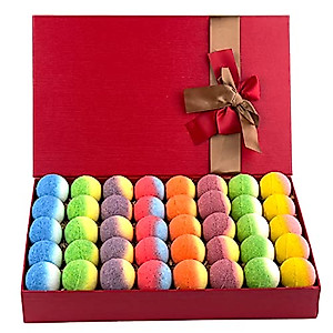 Bath Bomb Gift Set, Family Pack Mini Bath Bombs with Reusable Bowknot, 40 Pcs Organic Bath Bombs, Natural Bath Bombs for Kids, Women & Men, Best for Christmas & Any Anniversaries