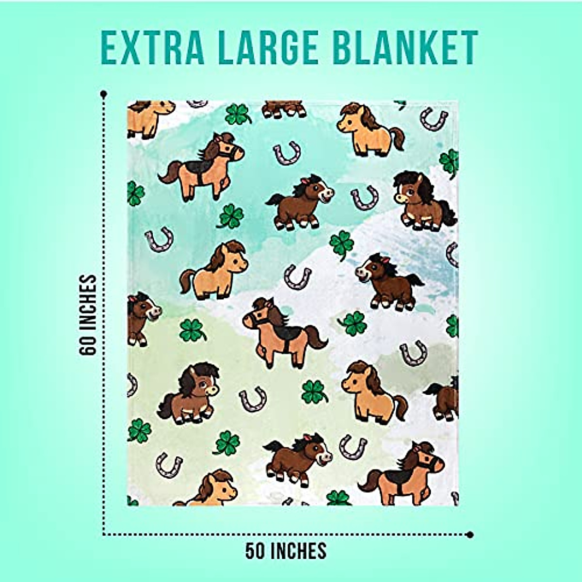 Horse Throw Blanket, Super-Soft Adorable Extra-Large Horse Throw Blanket for Girls, Teens, Adults, and Children, Fleece Horse Print Blanket (50in x 60in) Warm Plush and Cozy Throw for Traveling or Bed