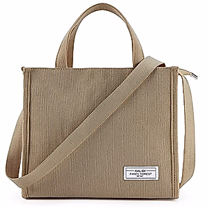 KALIDI Tote Bag Women Large Corduroy Bag with Zipper Fashion Corduroy Tote Handbag Purse Mini Hobo Crossbody Shoulder bag