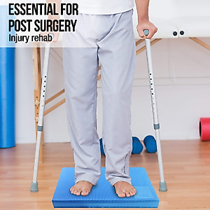 XL Foam Balance Pad | FREE Stretching Strap & BONUS eBook | Extra Large Balance Pads for Physical Therapy Rehab & Ankle Recovery, Lower Back/Knee Pain | X Large Wobble Board Cushion for Strength