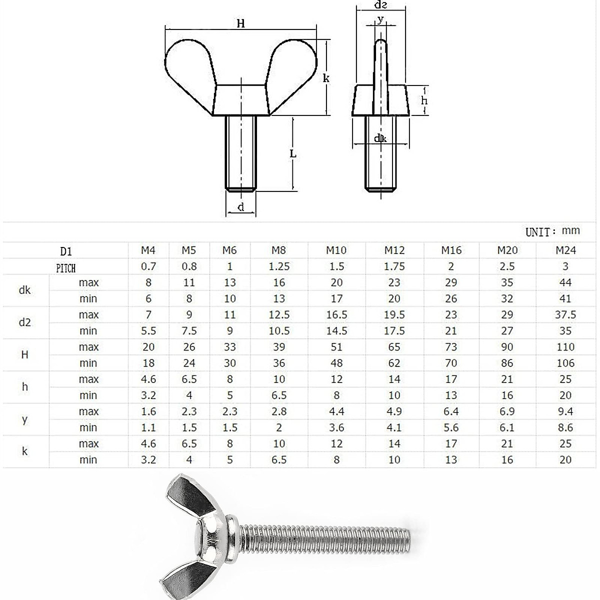 Pack of 5PCS M5 Metric Wing Bolt, 304 Stainless Steel Wing Butterfly Screws Bolts Wing Bolt Machine Fastener (M5 x 40mm)