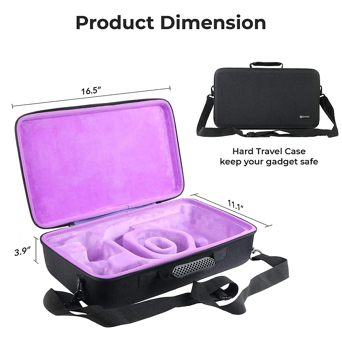 Movic® SimpleTravel™ Carrying Travel Hard Case for Oculus Quest 2 Replacement Virtual Reality VR Gaming Headset & Controller Accessories w Strap | Water Proof Cover Shell (Black+Velvet Purple)