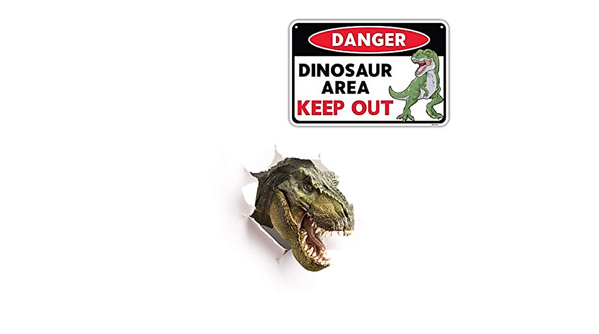 Venicor Dinosaur Sign - 8x12 Aluminum Wall Decor for Boys Room