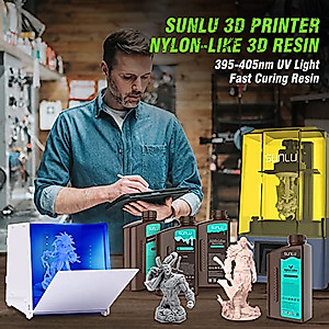 SUNLU 3D Printer Resin, Strong Durable Nylon Like 3D Resin for LCD DLP SLA Resin 3D Printers, 395-405nm UV Light Curing 3D Printing Liquid Photopolymer Resin, Good for Functional Parts, 1000g, Black