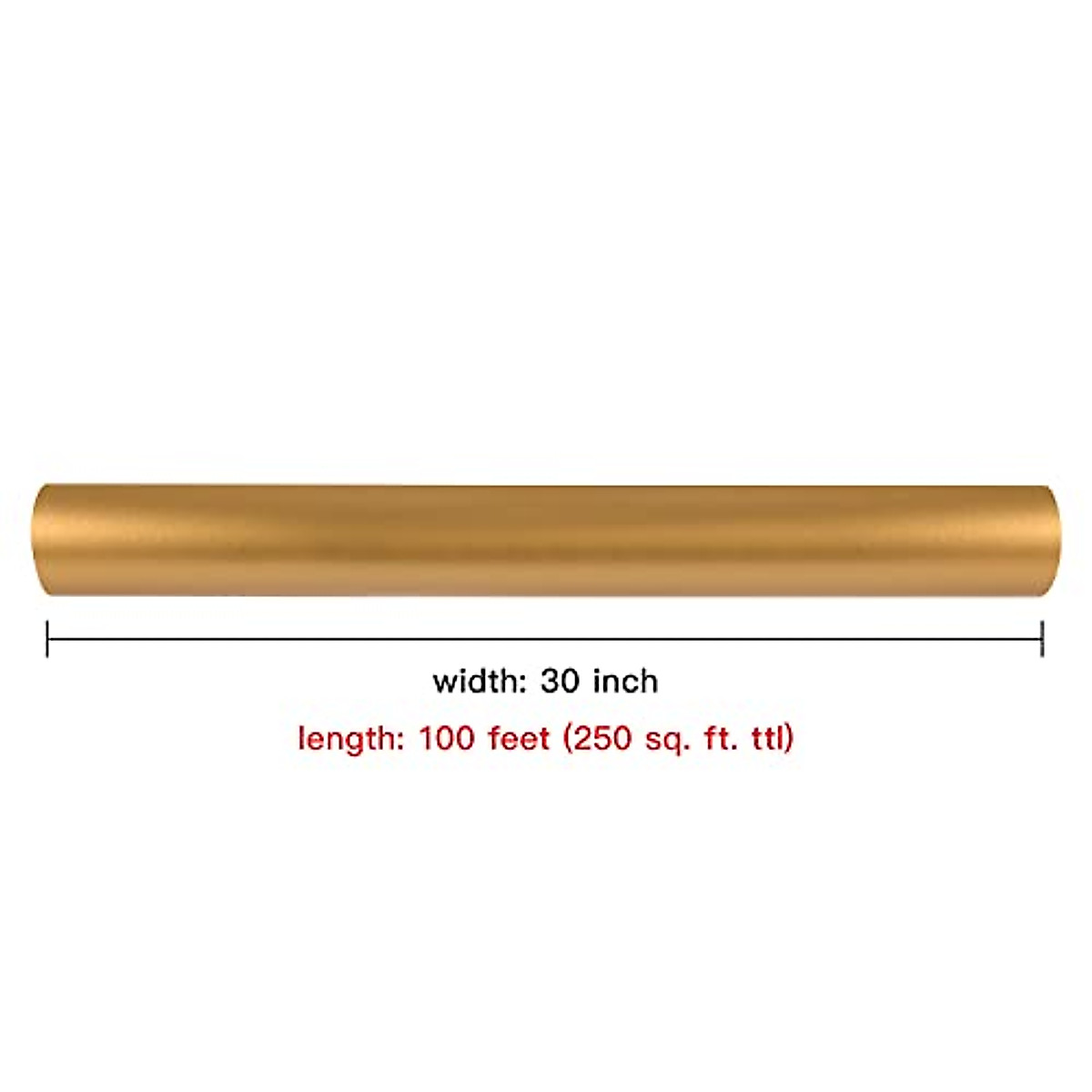 Packanewly Gold Matte Wrapping Paper with Cutline on Reverse - 30 inch x 100 Feet(250 sq. ft. ttl) Jumbo Roll for Gift Wrap, Shipping, Moving, Arts/Crafts, Table Cover | Bulk