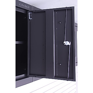 Crownwall Pro Series Fully Assembled Wall Cabinet, Garage Storage, Home Organizer Storage System (Black with Silver Handles)