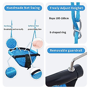 ROPECUBE Toddler Swing & 2-in-1Baby Swing - Adjustable Rope Swing Seat for Kids Indoor & Outdoor Durable Backyard Swing Set for Infants & Toddlers (Blue)