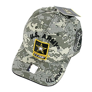 US Army Hat Army Embroidery Military Official Licensed Adjustable Baseball Cap (ACU - Star Logo)