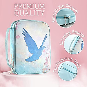 Light Blue Dove Bible Cover, Bible Case with Bookmark, PU Leather Bible Case for Women, Bible Carrying Case, Book Carrying Case, Large Bible Cover, Bible Book Cover, Bible Bags, Bible Bag