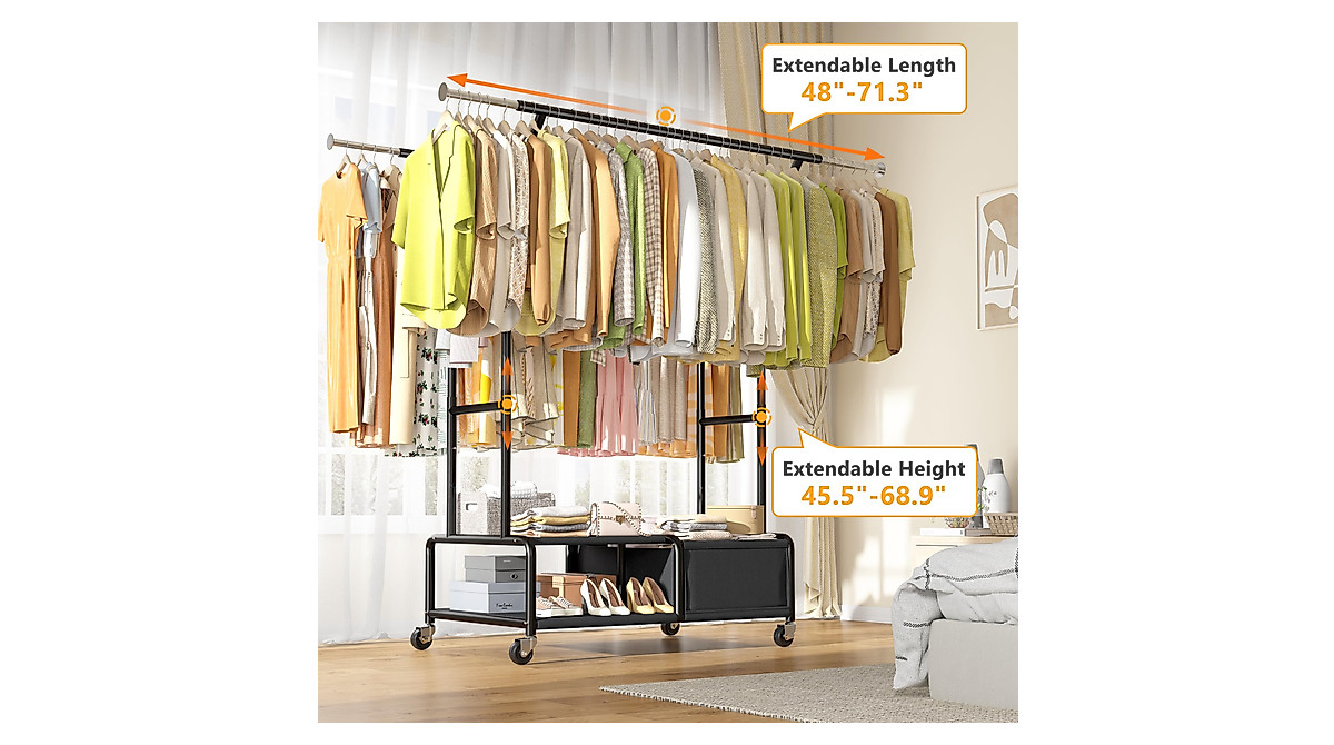 Raybee Adjustable Clothes Rack for 220+ Garments