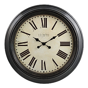 La Crosse 404-2658-INT 23-Inch Maxwell Quartz Wall Clock, Brown