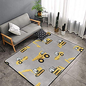NiYoung Construction Trucks Area Rugs, Bedroom Living Room Kitchen Mat, Children Play Rug Carpet Bath Mat, Throw Rugs Carpet Yoga Mat