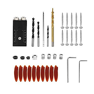 Pocket Jig Pocket Hole Jig Kit Oblique Drilling Locator Double Woodwork Guides Joint Angle Tool Carpentry with Brass Drill Bit Alloy Rotor for Jigs