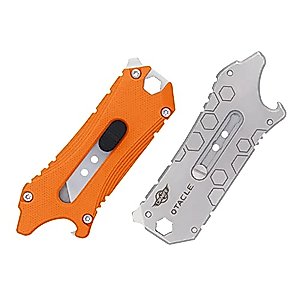 OKNIFE Otacle EDC Box Opener, Multifunctional Tool with Bottle Opener, Hex Wrench and 6.35 mm Slotted Screwdriver(Orange)