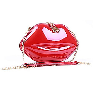 SUKUTU Patent Leather Lip Purse Box Clutch Lip Shaped Party Prom Unique Design Purses Womens Evening Clutch for Teen Girls