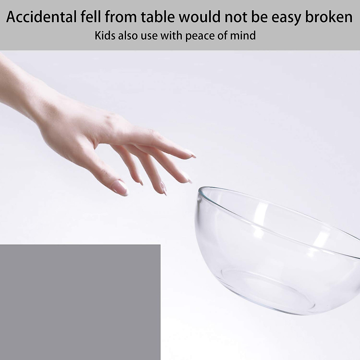 FOYO 8-inch Round Tempered Glass Bowl for Mixing Salad or Cereal, Set of 2