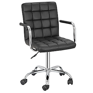 JTSQ Modern Home Office Desk Chairs with Wheels/Armless 360° Swivel Black Gaming Chair Office Chair Gaming Desk Computer Chair High Chair Home Office Desk Chairs Office Chairs Home Office