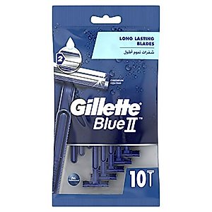 Gillette Blue II Fixed Head Disposable Razors - Pack of 10