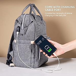 SUNVENO Baby Diaper Backpack Large Capacity Quilting Travel Nappy Bag, Grey