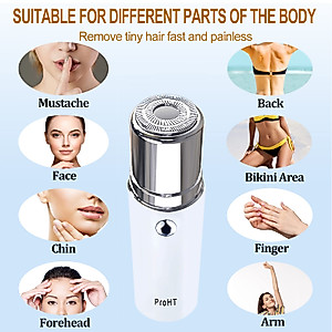 ProHT Facial Hair Removal for Women Rechargeable, Painless Fast Hair Remover, Womens Face Shaver for Upper Lip, Chin, with 1 More Replacement Head,15 Hours Working Time (D-0002)