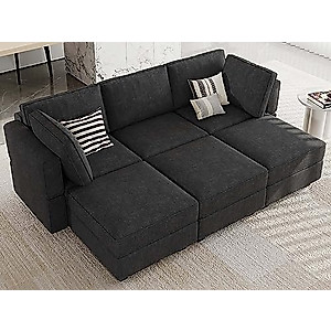 Belffin Modular Sofa Bed Module Sectional Sleeper Sofa Convertible Sectional Couch Bed Set Sleeper Couches Dark Grey