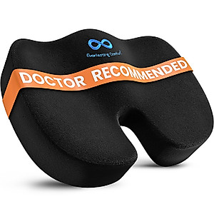 Everlasting Comfort Seat Cushion for Tailbone Pain Relief - Office Chair Cushion w/Premium ComfortFoam™ for All-Day Sitting Support - Coccyx, Sciatica Pain Relief Pillow for Desk Chair, Car Seat