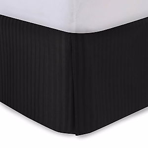 Ethereal Bedding 400-TC Sateen 1-PC Luxury Split Corner Tailored Bed Skirt King/Eastern King Stripe Black 24'' Inches Drop Length 100% Egyptian Cotton