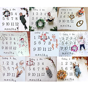 Kiddo Kind Baby Milestone Blanket - 52 x 48 - Makes Unique Photo Props for Babies - Extra Large Monthly Age Blankets Create Personalized Photography for Each Month - Perfect for Expecting Moms