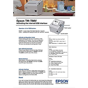 EPSON TM-T88V-330 Thermal Receipt Printer (USB and Ethernet) Power Supply Included