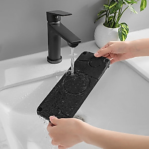 Instant Dry Sink Caddy Kitchen Sponge Holder Diatomaceous Earth Stone Drying Mat Bathroom Countertop Organizer Soap Dispenser Tray for Counter, Sink, Vanity, Small, Foam, Grey