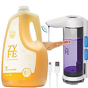 ZYFE Vitamin Hand Soap Refill & Rechargeable Automatic Soap Dispenser | Liquid Hand Soap | Natural Plant Derived Moisturizing Handsoap