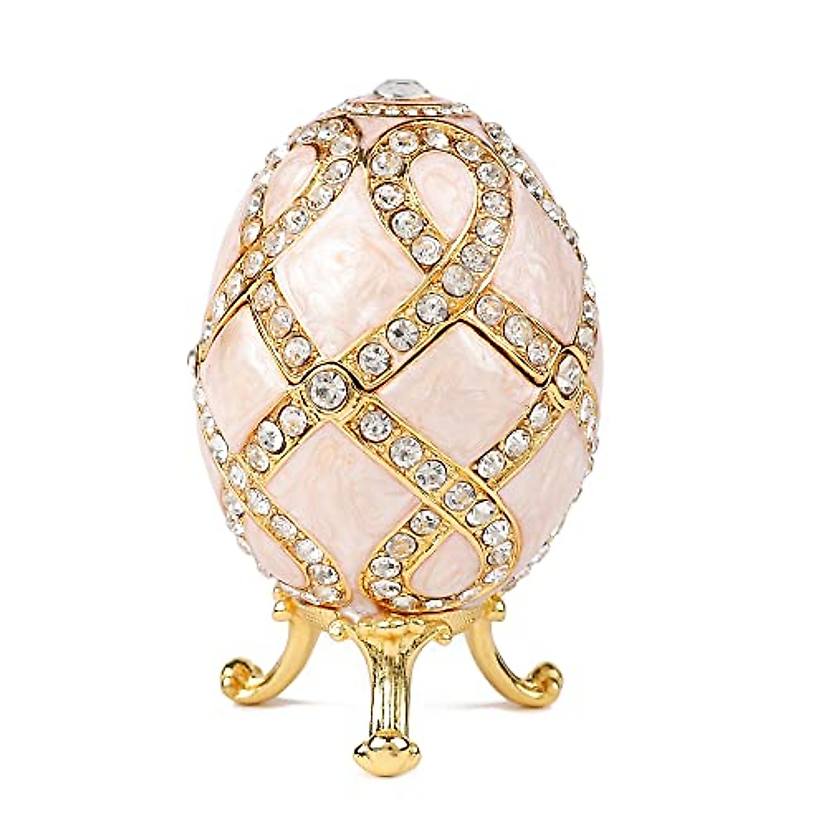 QIFU Vintage Faberge Egg Figurine Trinket Box Hinged, Unique Gift for Family